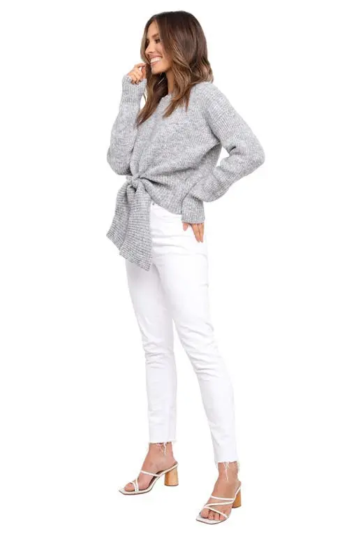 PETAL & PUP Captivate Tie Hem Sweater - Grey