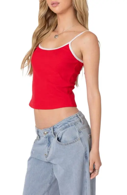 EDIKTED Franky Contrast Trim Rib Camisole - Red