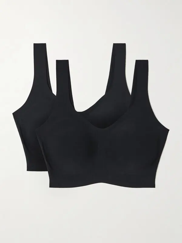 Commando Set Of Two Butter Stretch-micro Modal Soft-cup Bralette - Black