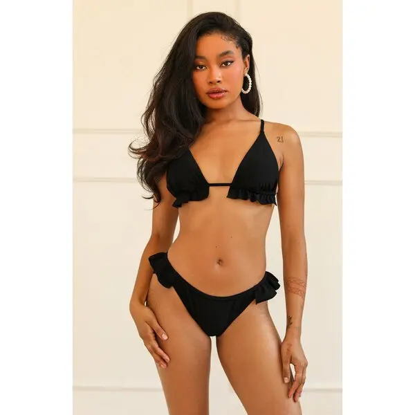 DIPPIN DAISY'S Isla Bikini Top - Black Rib
