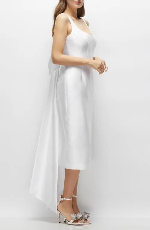Alfred Sung Bow Back Satin Twill Midi Cocktail Dress