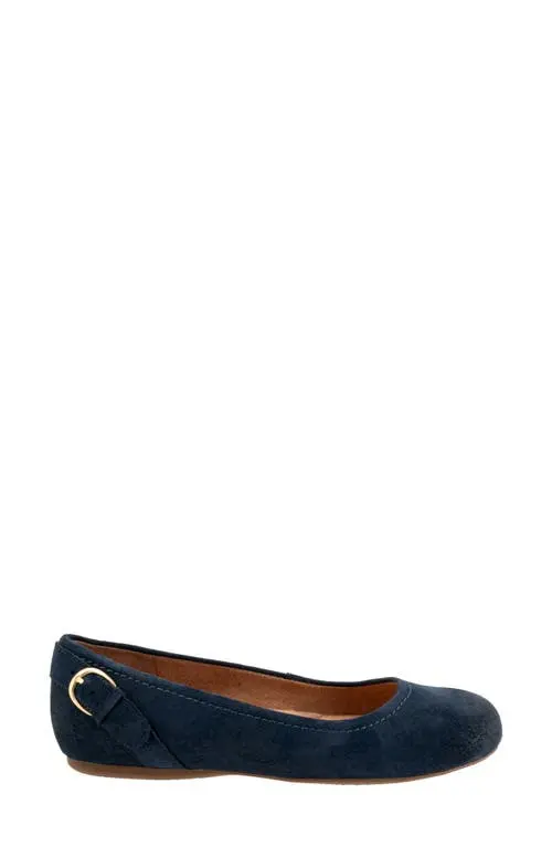 Softwalk Sydney Flat - Navy Suede