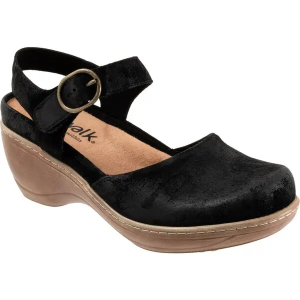 Softwalk Mabelle Platform Clog - Black Suede