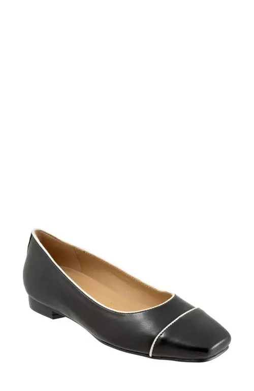 Trotters Harbor Cap Toe Flat - Black/white