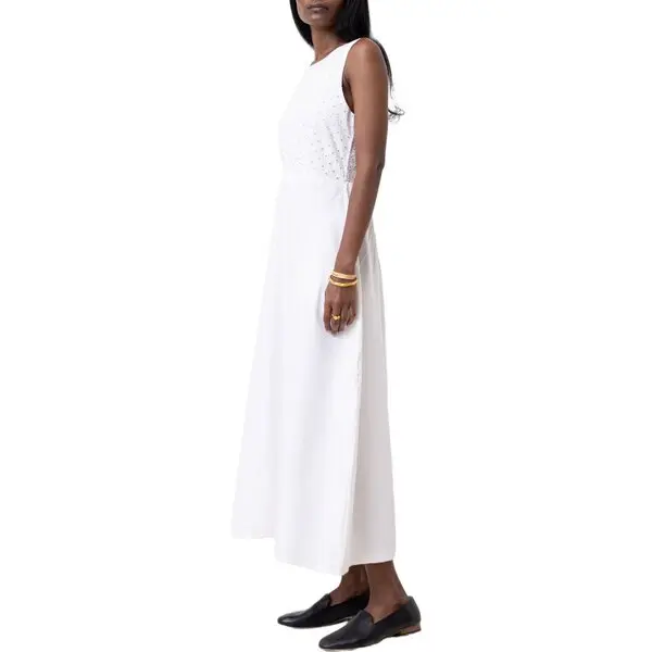 REISTOR Embroidered Cross-back Midi Dress - Solid