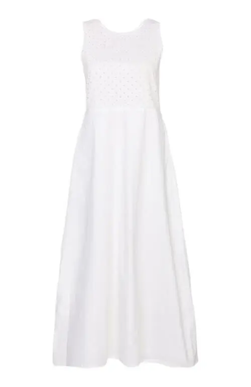 REISTOR Embroidered Cross-back Midi Dress - Solid