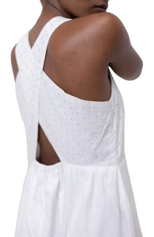 REISTOR Embroidered Cross-back Midi Dress - Solid