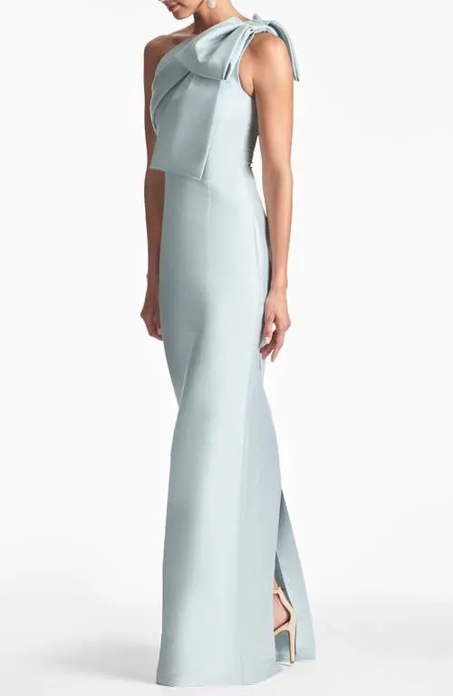 Sachin & Babi Bonnie Bow One-shoulder Mikado Gown - Ash Blue