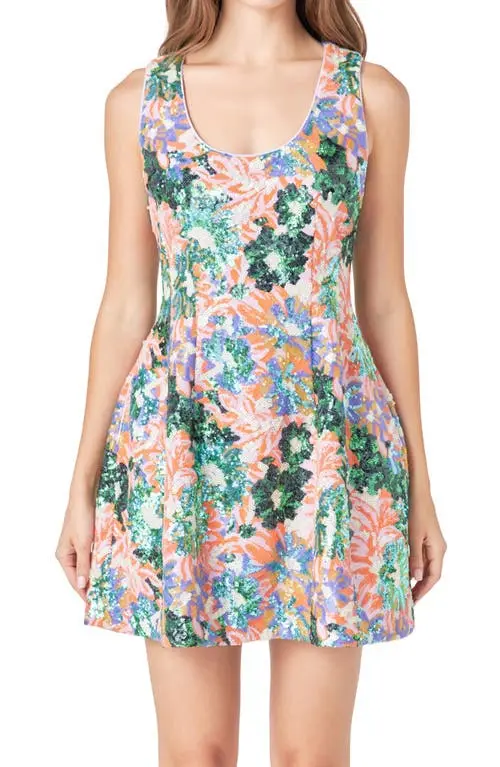 Endless Rose Floral Sequin Mini Dress