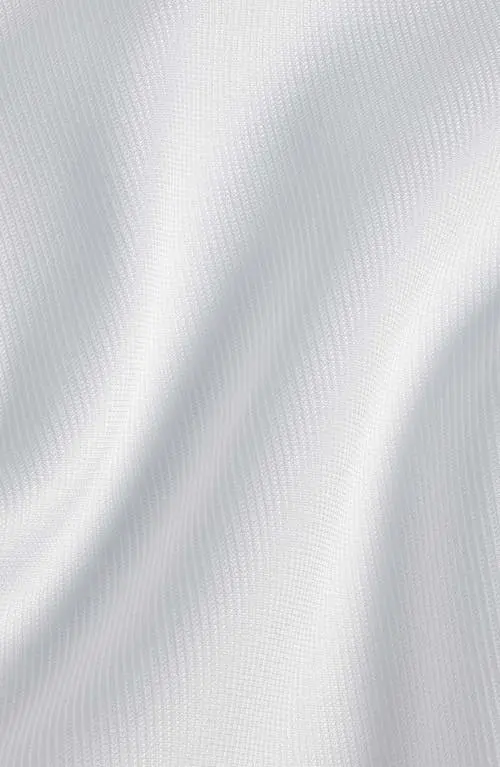 David Donahue Slim Fit French Cuff Covered Placket Formal Shirt - White