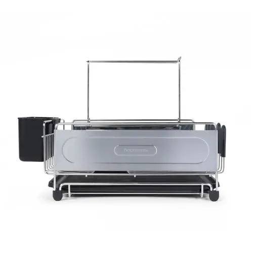 JONATHAN Y Compact 17.25" Fingerprint-proof Stainless Steel Dish Drying Rack With Wine Glass Holder