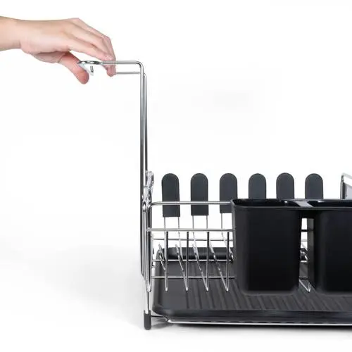 JONATHAN Y Compact 17.25" Fingerprint-proof Stainless Steel Dish Drying Rack With Wine Glass Holder