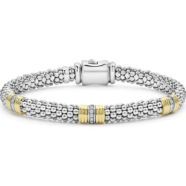 Lagos Signature Caviar Diamond Station Bracelet - Two-tone