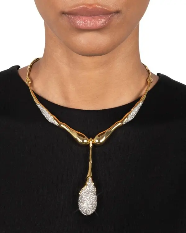 Alexis Bittar Solanales Crystal Teardrop Collar Necklace - Gold