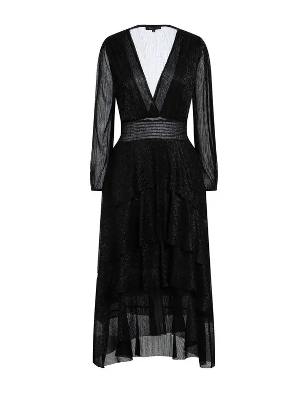 Maje Metallic Lightweight Knit Asymmetric Midi Dress