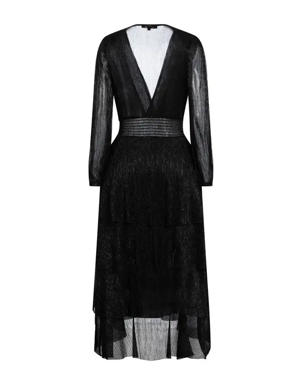 Maje Metallic Lightweight Knit Asymmetric Midi Dress