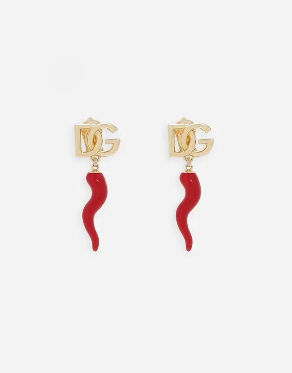 Dolce & Gabbana Logo And Horn Clip-on Earrings - Gold