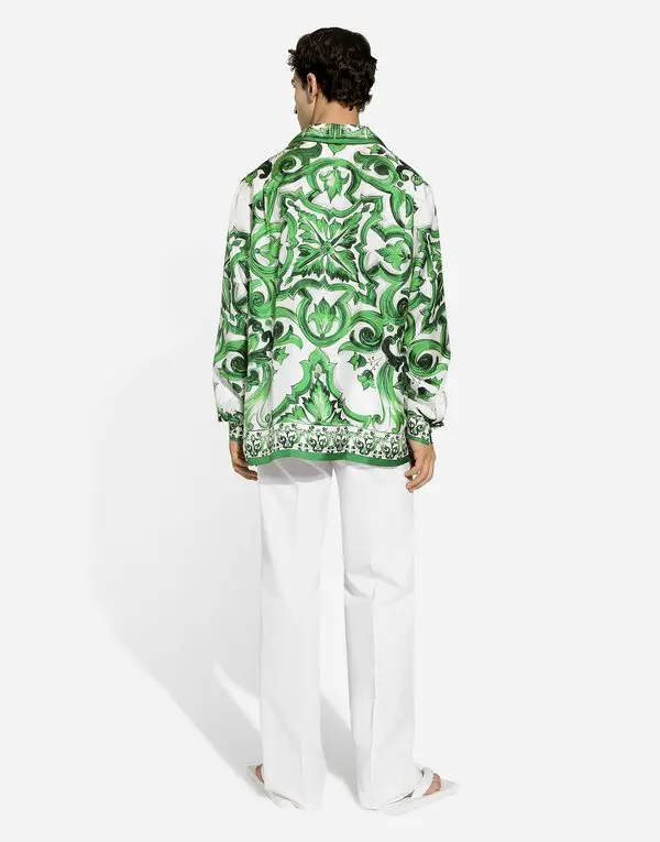 Dolce & Gabbana Silk Twill Shirt With Majolica - Print