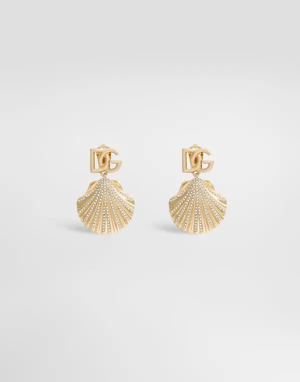 Dolce & Gabbana Rhinestone-detailed Shell Earrings - Gold