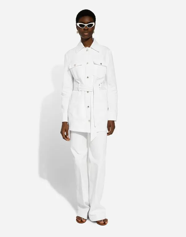 Dolce & Gabbana Long Denim Jacket With Belt - Multicolor