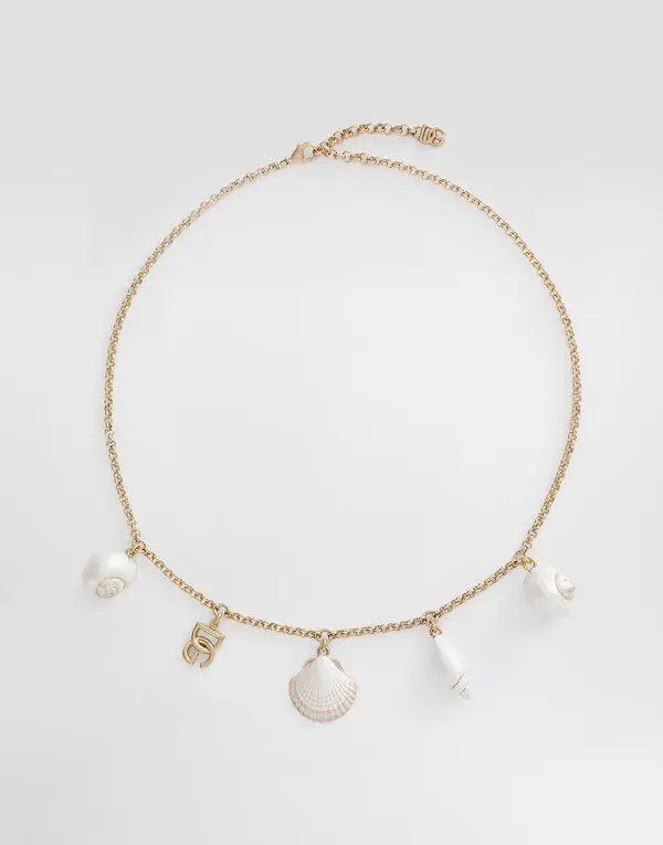 Dolce & Gabbana Necklace With Dg Logo And Shells - Gold