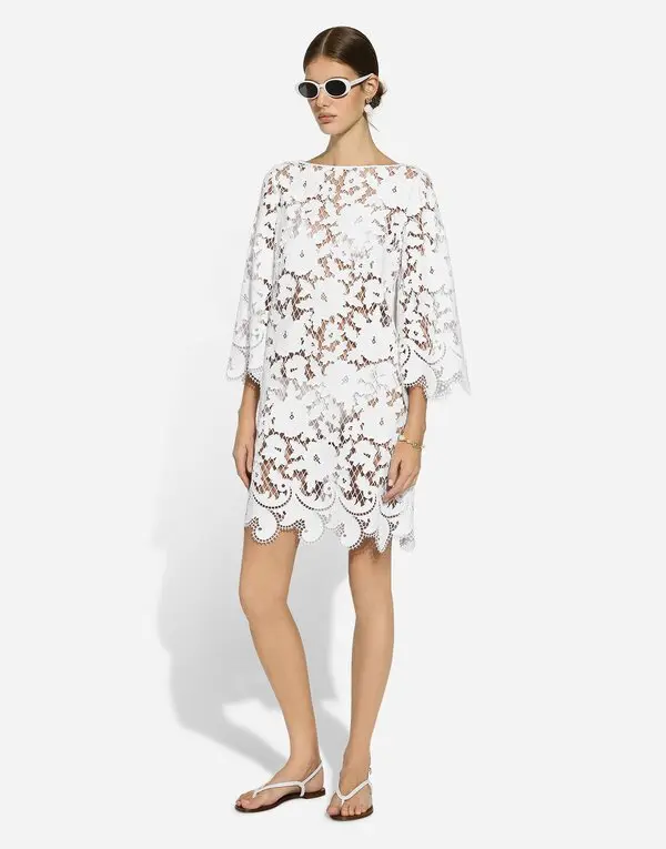 Dolce & Gabbana Cotton Dress With Floral Embroidery - White