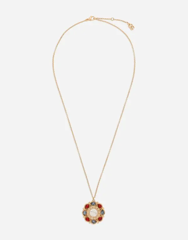 Dolce & Gabbana Floral Rhinestone-detailed Necklace - Gold