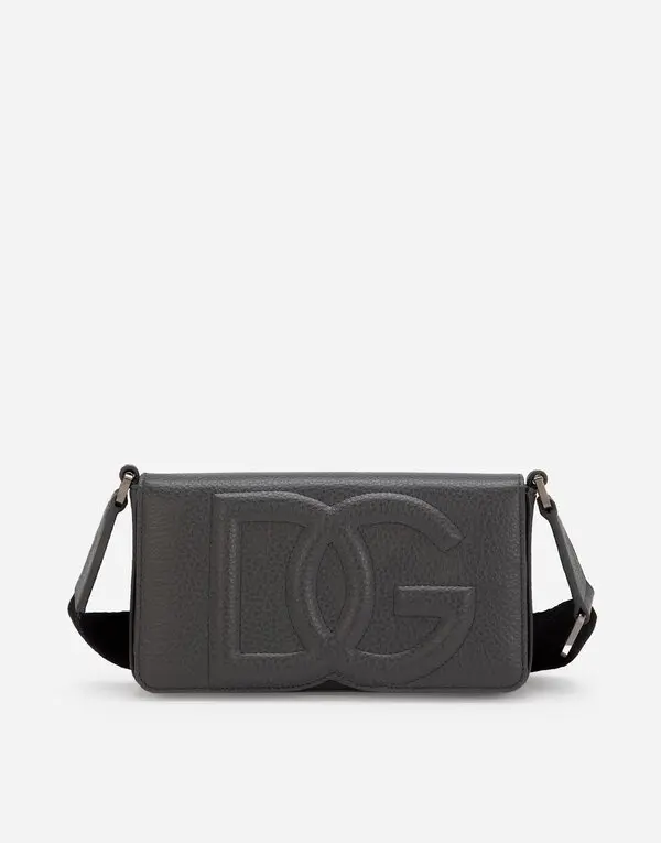 Dolce & Gabbana Deerskin Mini Bag With Logo - Grey