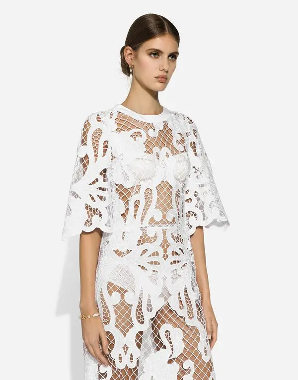 Dolce & Gabbana Long Dress With Openwork Embroidery