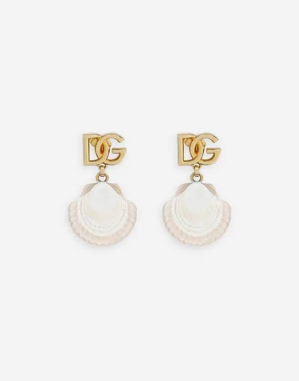 Dolce & Gabbana Dg Logo And Shell Earrings - Gold