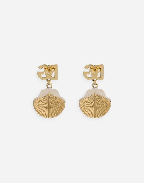 Dolce & Gabbana Dg Logo And Shell Earrings
