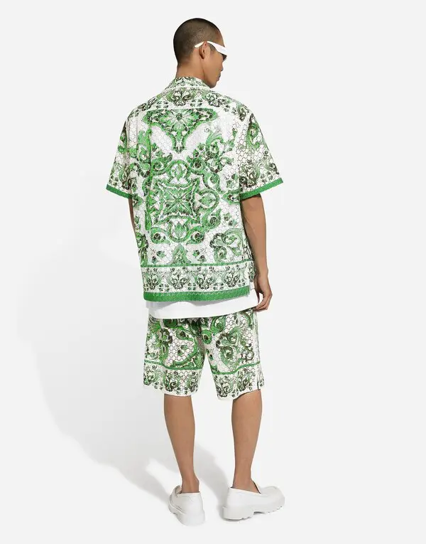 Dolce & Gabbana Crochet Lace Majolica Jogging Shorts - Print