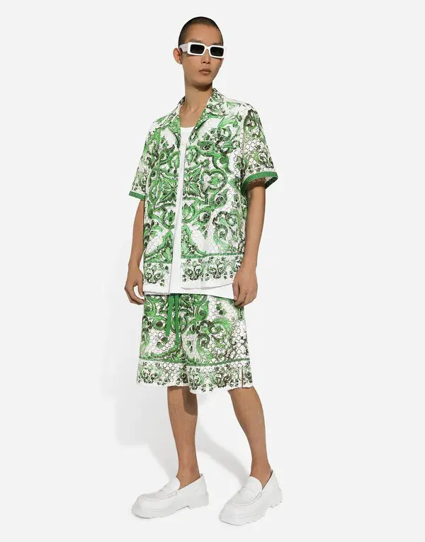Dolce & Gabbana Crochet Lace Majolica Jogging Shorts - Print