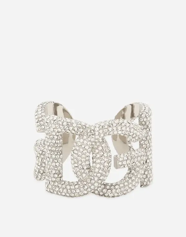 Dolce & Gabbana Rhinestone Bracelet With Logo - Silver