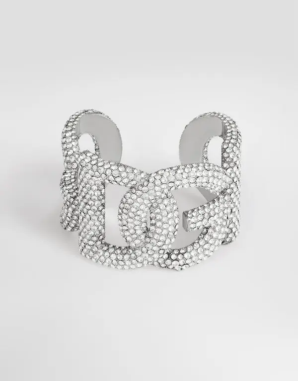 Dolce & Gabbana Rhinestone Bracelet With Logo - Silver