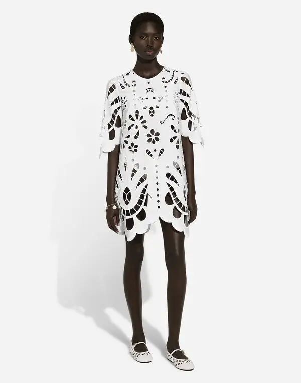 Dolce & Gabbana Cotton Poplin Midi Dress With Cut-out Detailing
