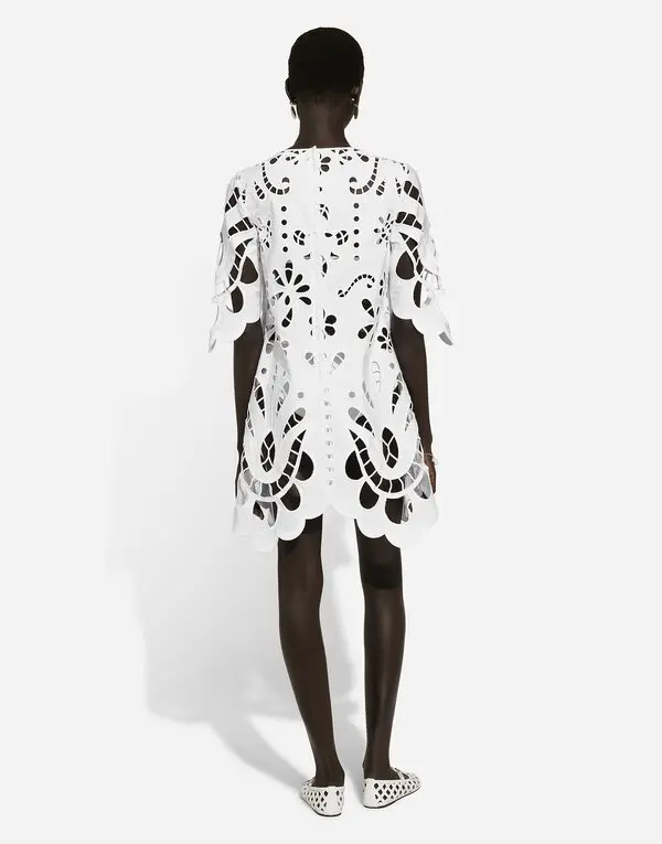 Dolce & Gabbana Cotton Poplin Midi Dress With Cut-out Detailing