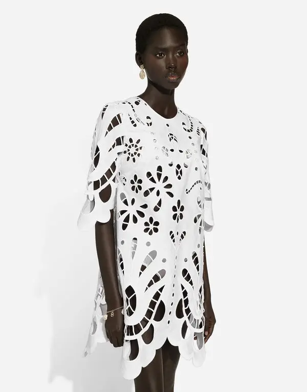 Dolce & Gabbana Cotton Poplin Midi Dress With Cut-out Detailing