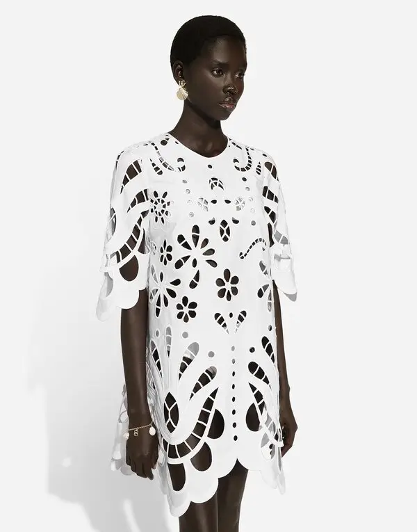 Dolce & Gabbana Cotton Poplin Midi Dress With Cut-out Detailing