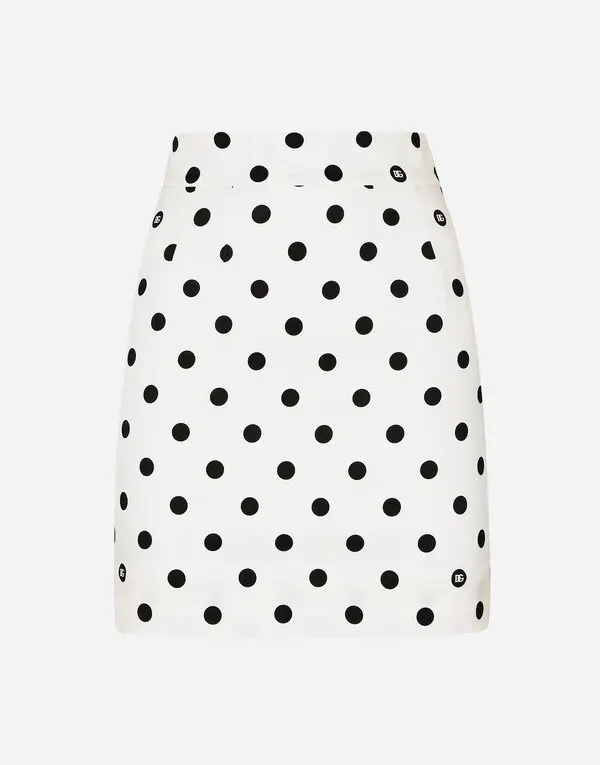 Dolce & Gabbana Short Polka-dot Charmeuse Skirt