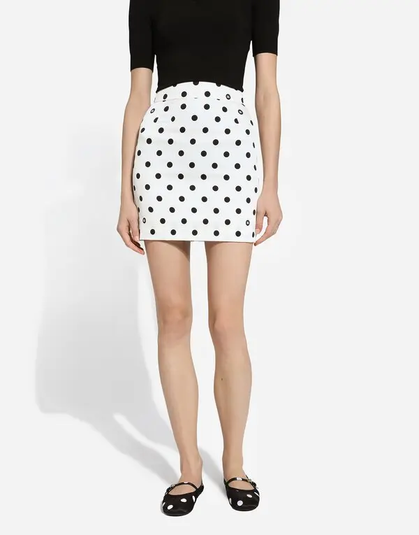 Dolce & Gabbana Short Polka-dot Charmeuse Skirt