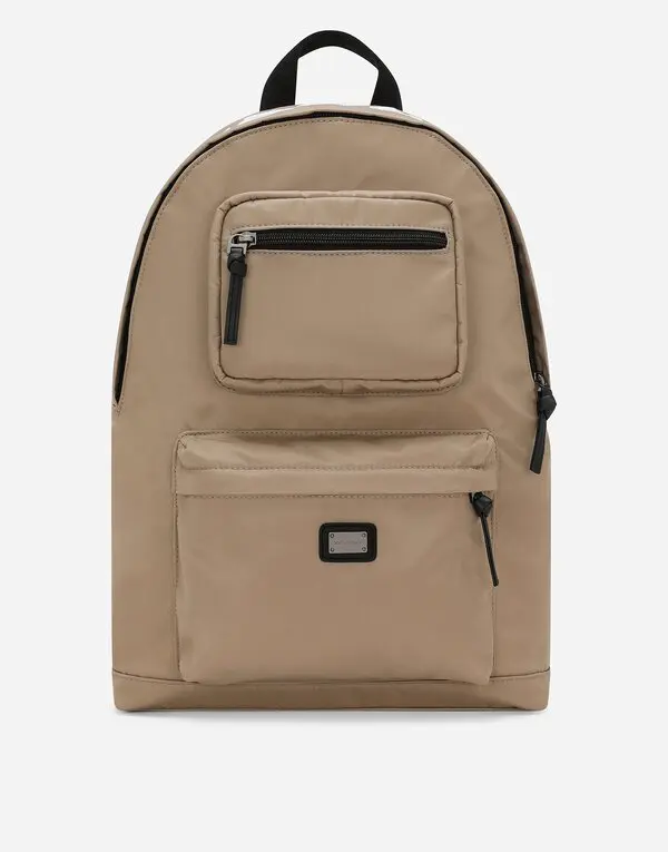 Dolce & Gabbana Nylon Backpack With Logo - Beige