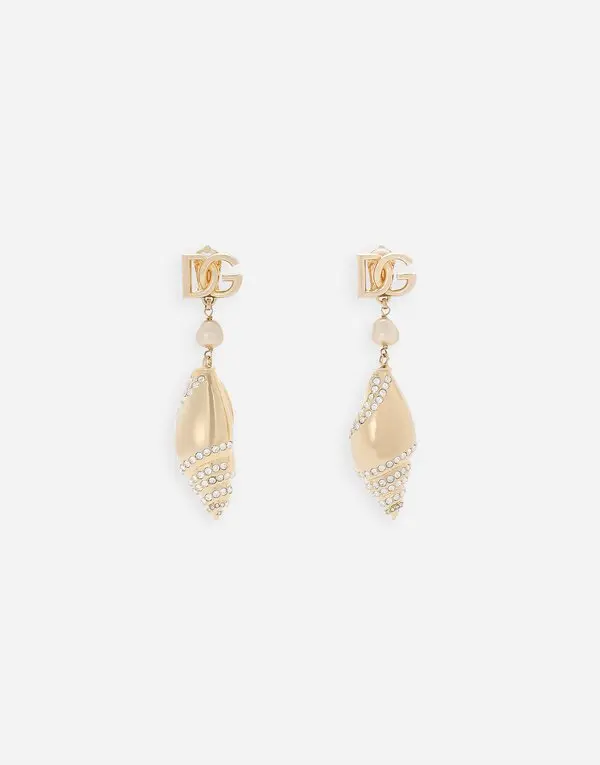 Dolce & Gabbana Rhinestone Shell Earrings - Gold