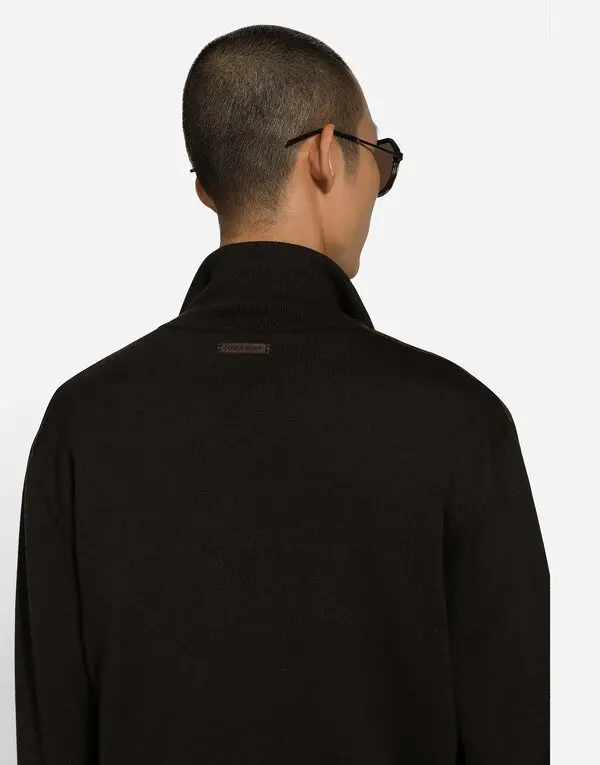 Dolce & Gabbana High-necked Leather And Wool Jacket