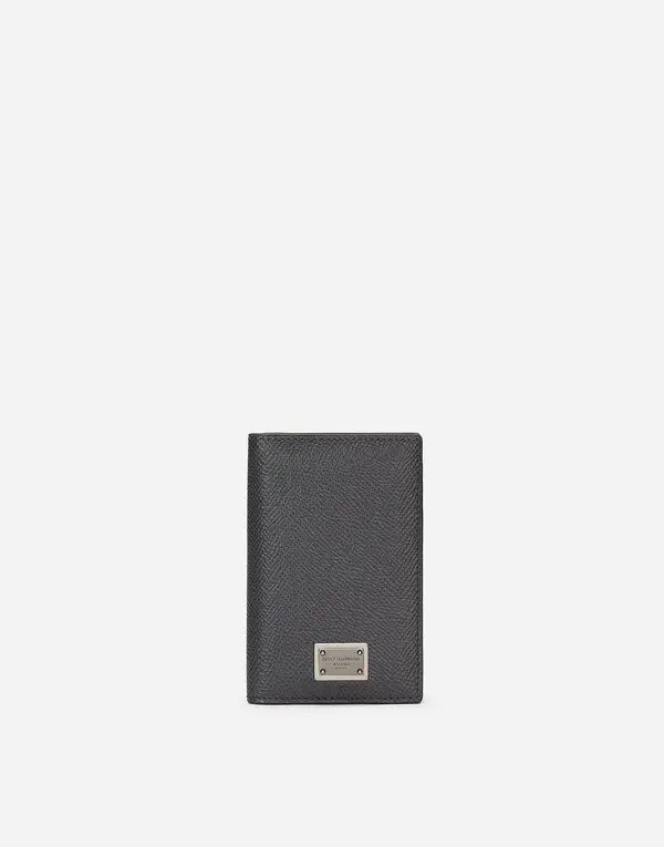 Dolce & Gabbana Dauphine-print Calfskin Bifold Card Holder - Grey