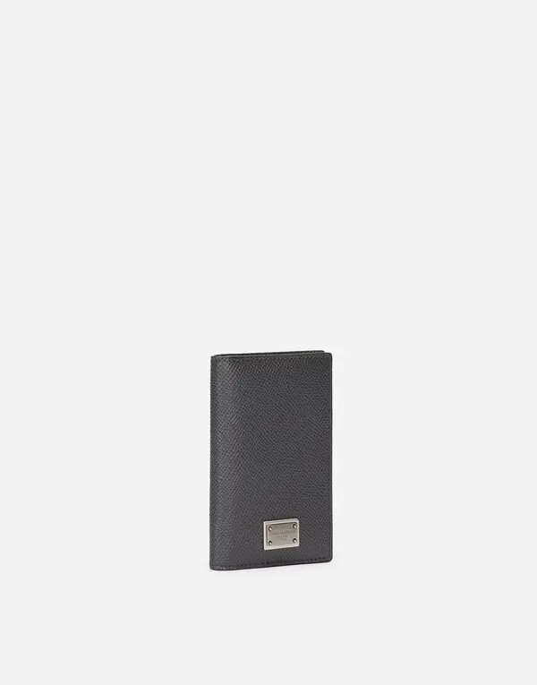 Dolce & Gabbana Dauphine-print Calfskin Bifold Card Holder - Grey
