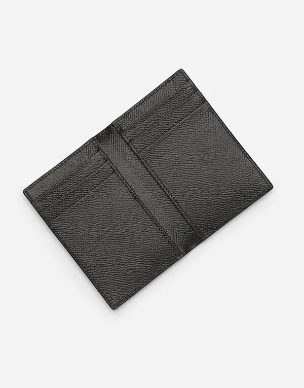 Dolce & Gabbana Dauphine-print Calfskin Bifold Card Holder - Grey