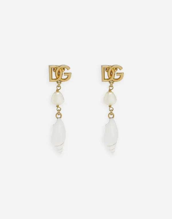 Dolce & Gabbana Dg Logo Shell Earrings - Gold
