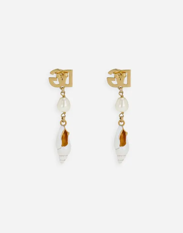 Dolce & Gabbana Dg Logo Shell Earrings - Gold