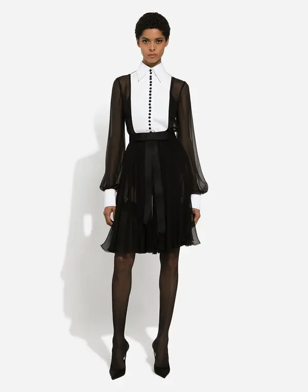Dolce & Gabbana Silk Chiffon Midi Shirt Dress